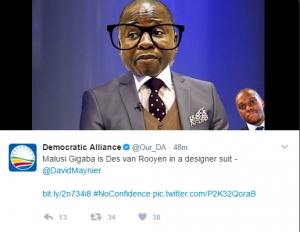 DA takes cheap shot at Gigaba with Twitter meme – BusinessTech