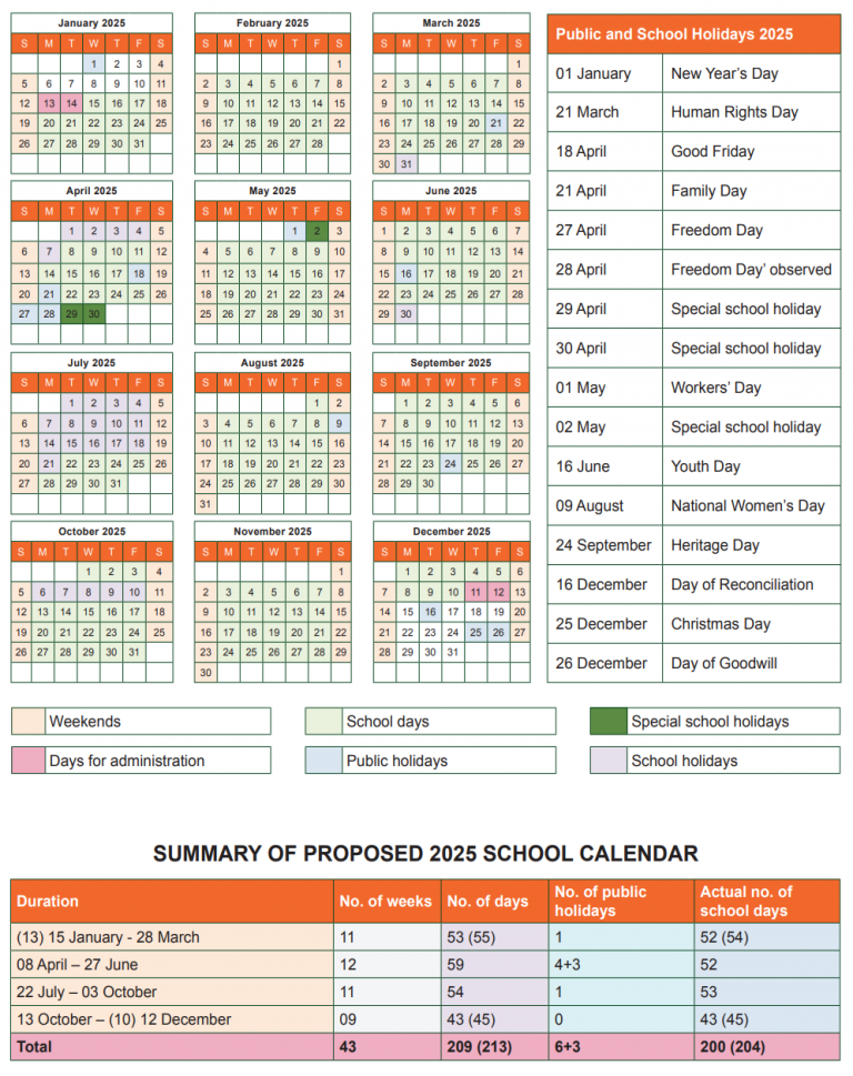2025 school calendar – including 3 ‘special holidays’ – BusinessTech